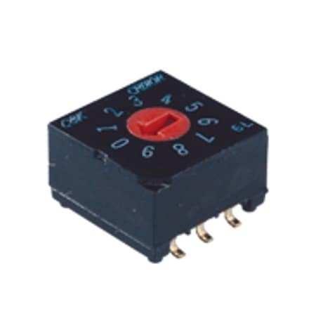 C&K Components Rotary Coded Switch, 16 Positions, Hexadecimal, Latched, 0.02A, 20Vdc, Solder ...